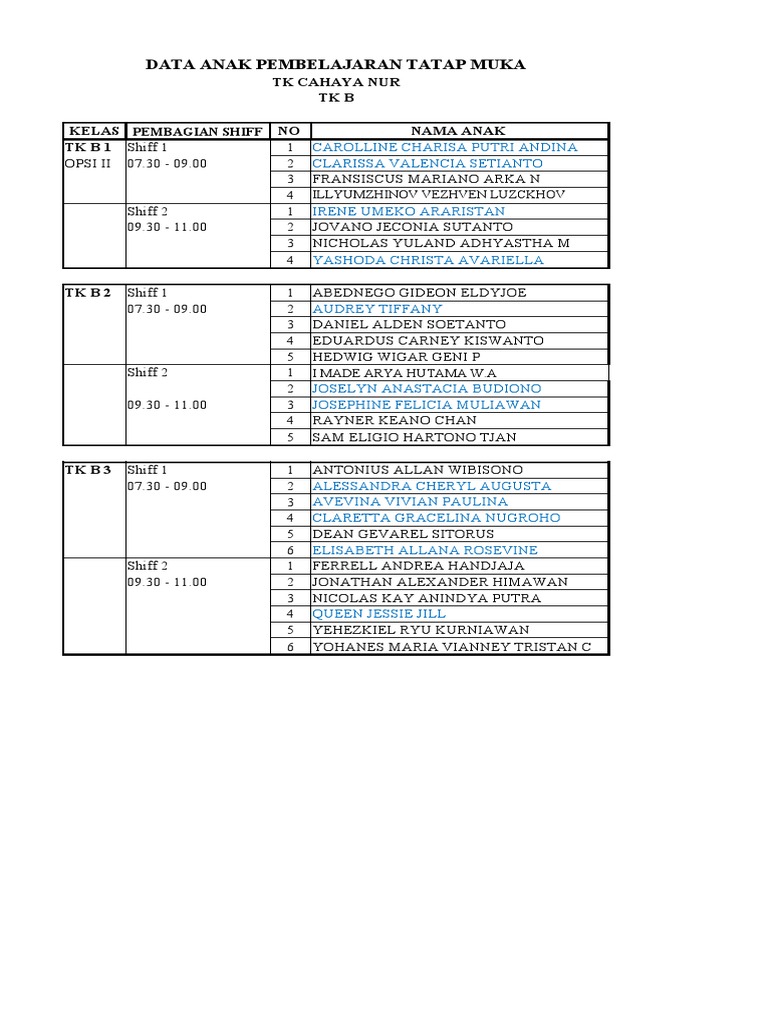 TK Cahaya Nur TK B Class Schedule | PDF | Religion & Spirituality ...