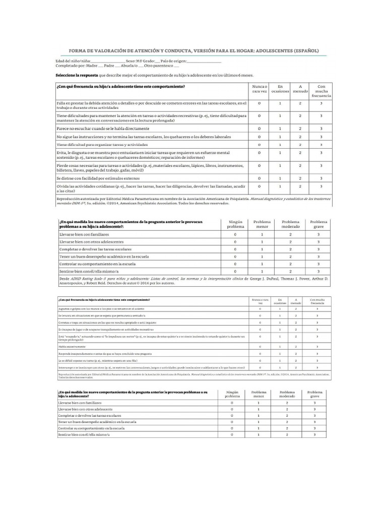 Adhd-Rs 5 Versión Familia | PDF
