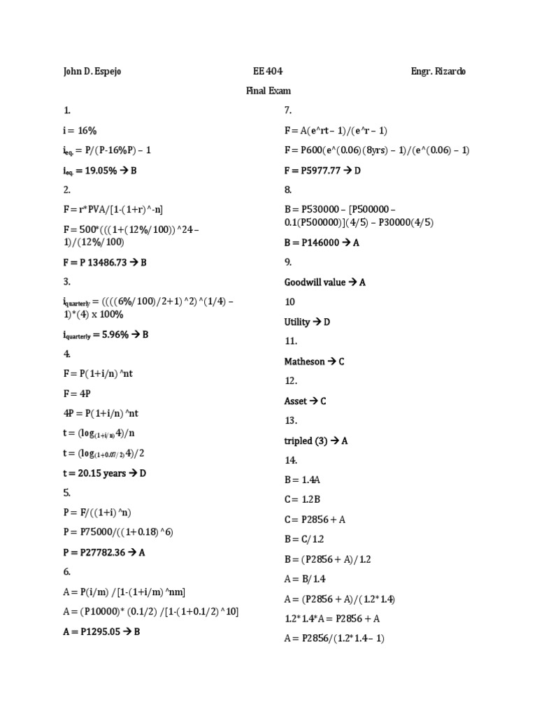 Final Exam | PDF | Mole (Unit) | Materials
