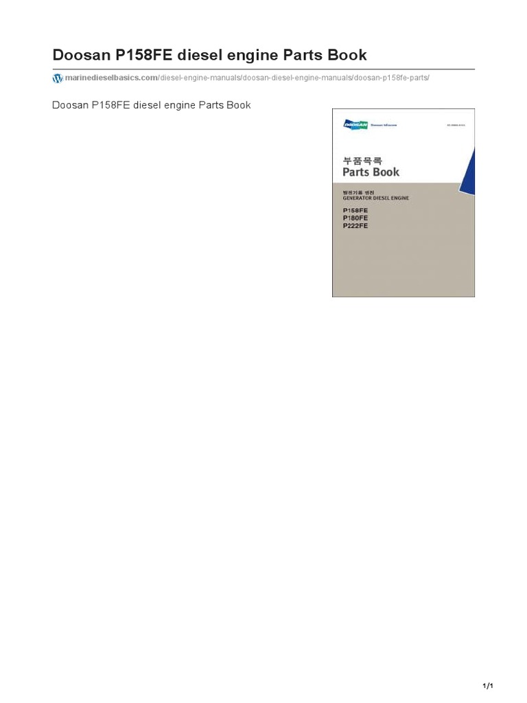 Doosan P158FE Diesel Engine Parts Book | PDF