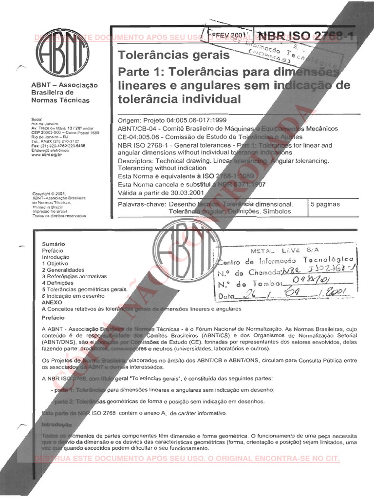 Din Iso 2768 1 | PDF