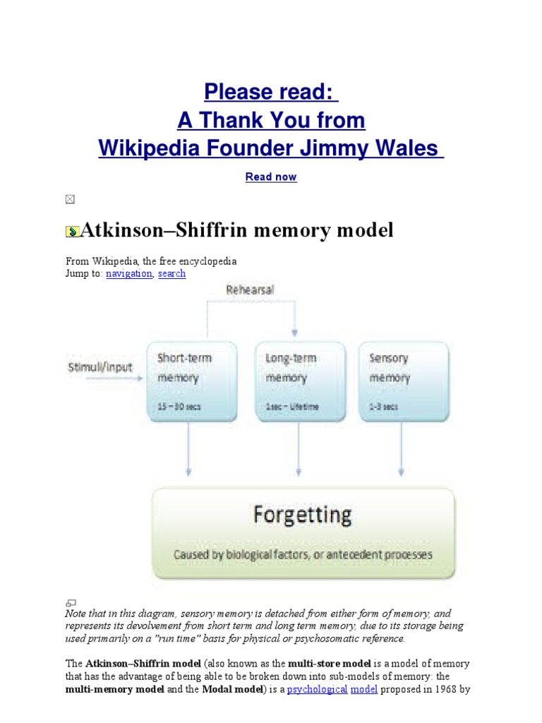Atkinson Shiffrin Modal Model | PDF | Memory | Recall (Memory)