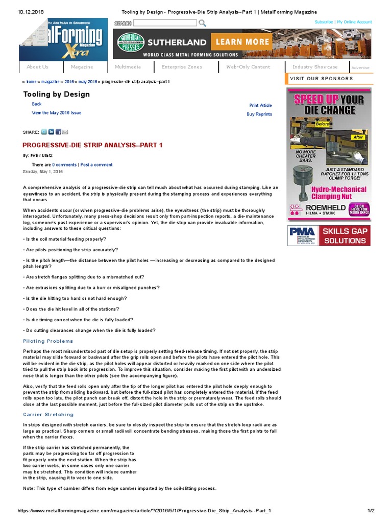 Tooling by Design - Progressive-Die Strip Analysis - Part 1 - MetalForming Magazine | PDF