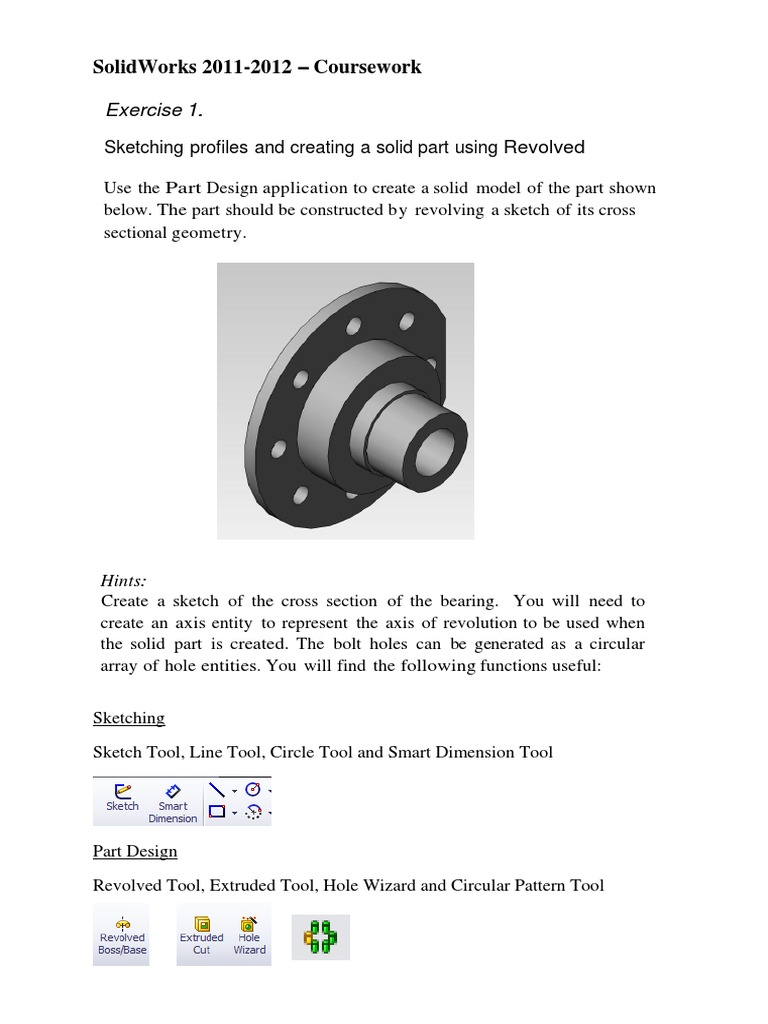 Solidworks 2011-2012 - Coursework: Exercise 1 | PDF | Geometry
