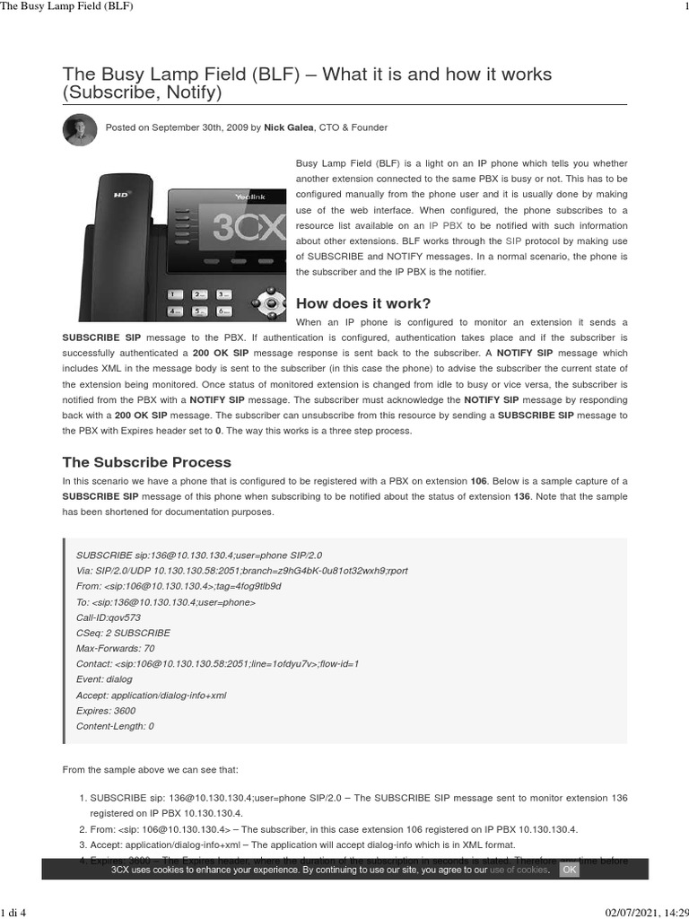 142956-The Busy Lamp Field (BLF) | PDF | Session Initiation Protocol ...
