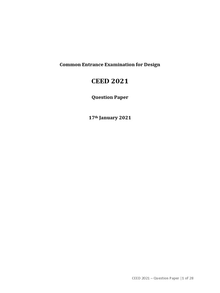 CEED 2021 Question Paper | PDF | Multiple Choice