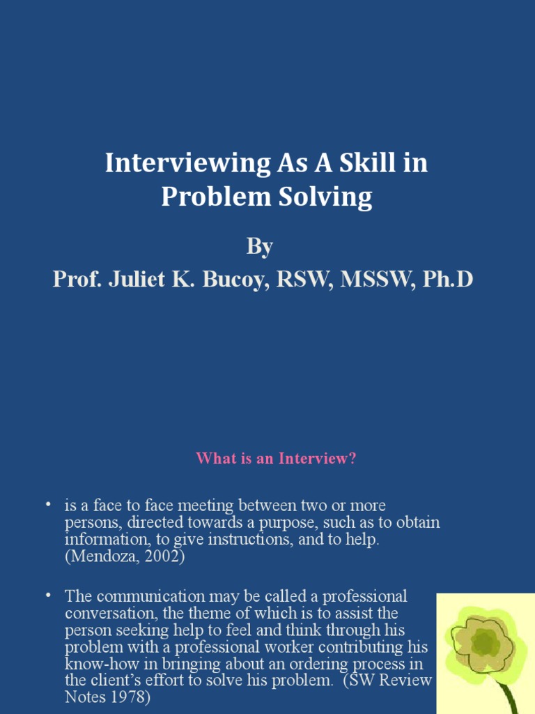 Interviewing As A Skill in Problem Solving | PDF | Interview | Conversation