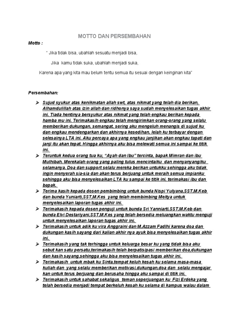 Motto Dan Persembahan | PDF