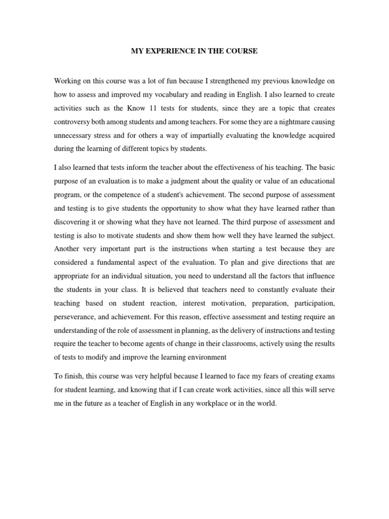 My Experience in The Course | PDF