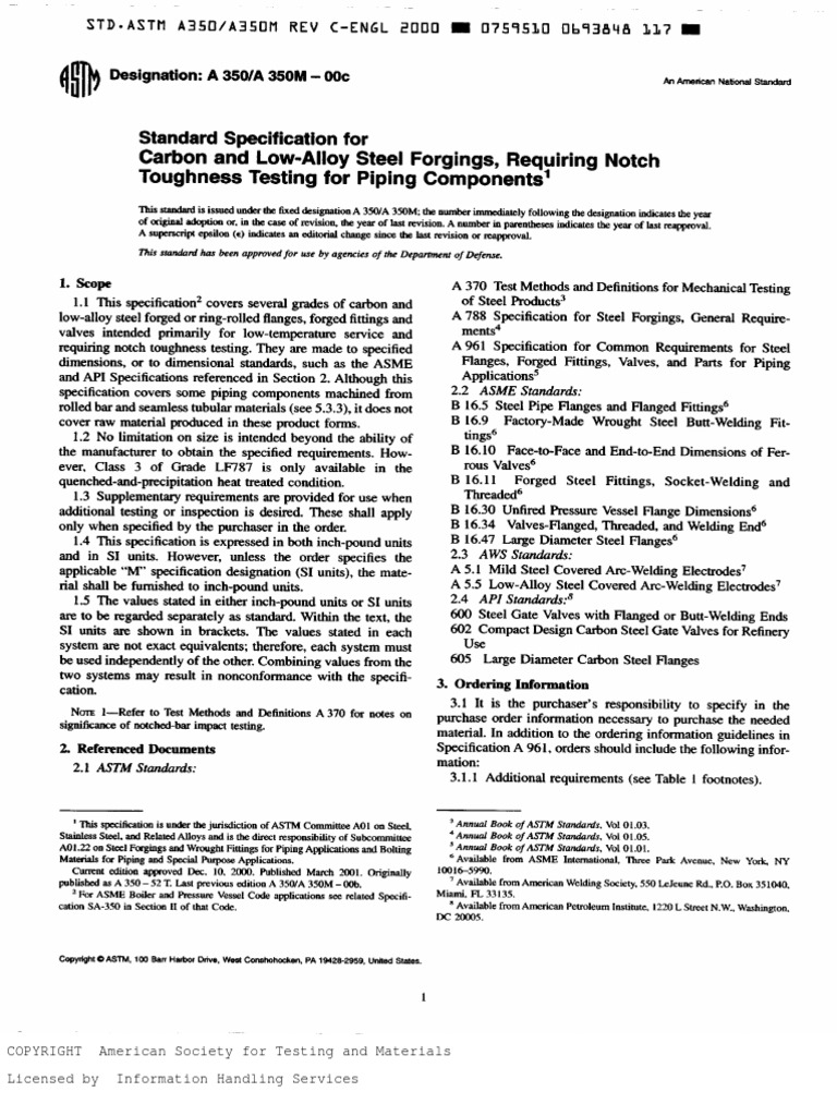 ASTM A350 (Low Temp Forged Fittings) | PDF | Social Science