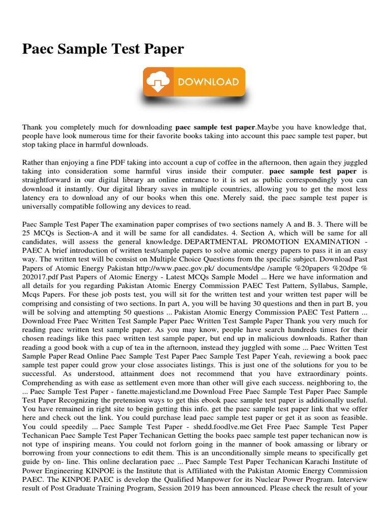 Paec Test Sample For Scientific Assistant | PDF | Test (Assessment ...