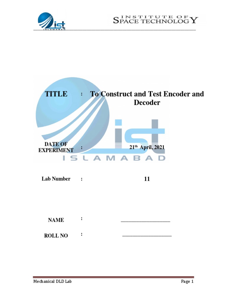 Lab 11 (To Construct and Test Encoder and Decoder.) | PDF | Logic Gate ...
