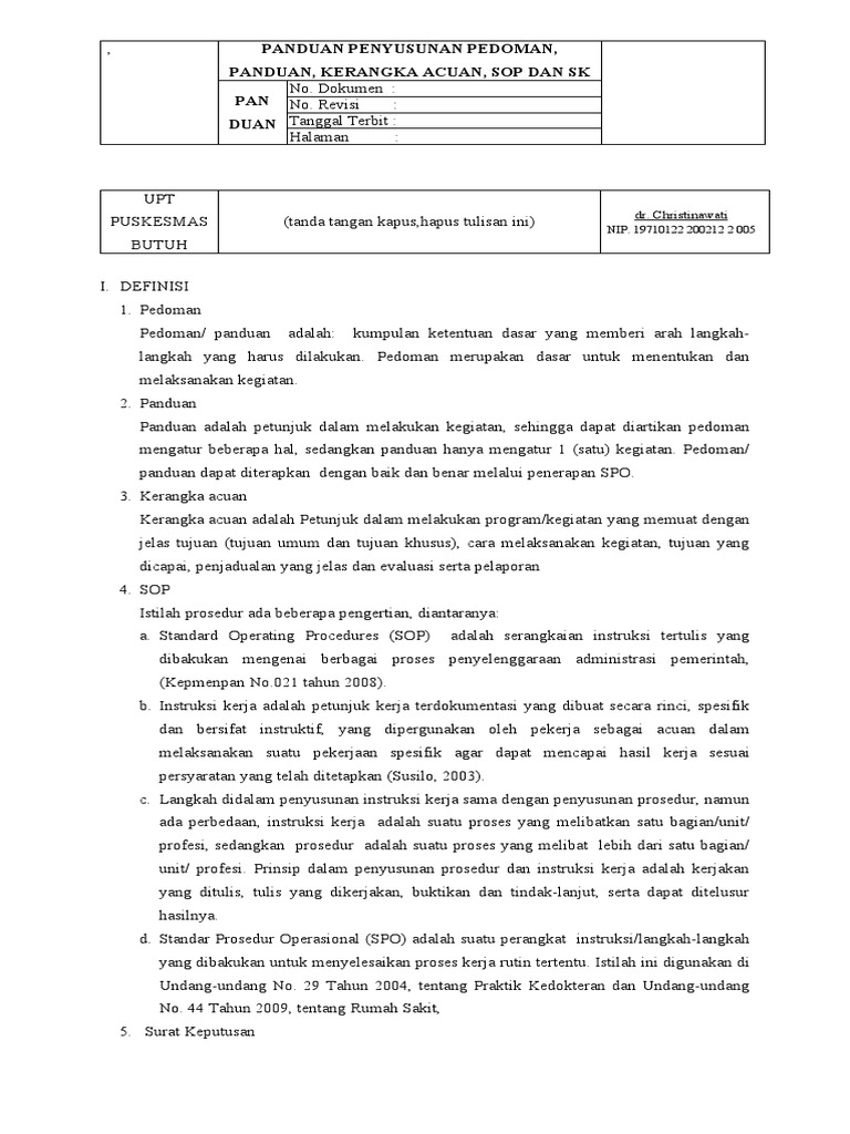 Panduan Penyusunan Panduan, Pedoman, KAK, SOP | PDF