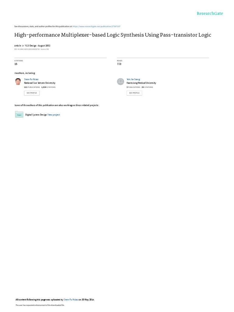 High-Performance Multiplexer-Based Logic Synthesis Using Pass ...