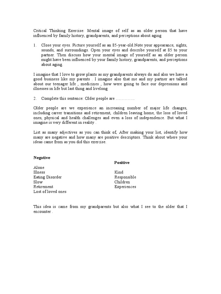 Critical Thinking Exercise | PDF