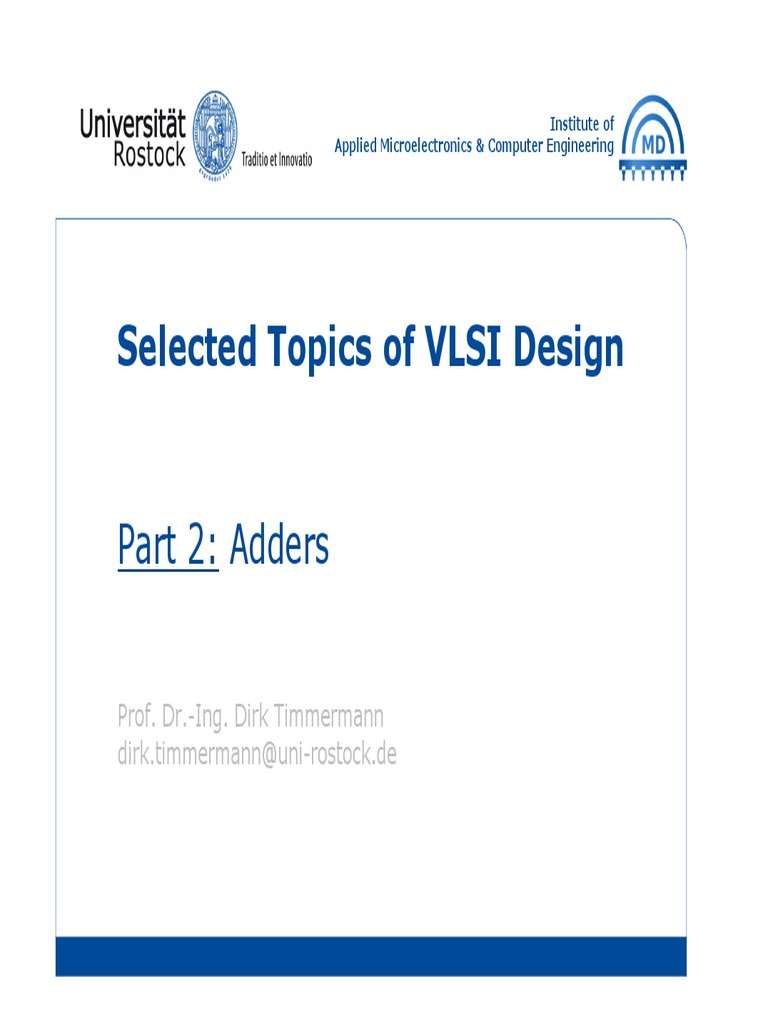 Selected Topics of VLSI Design: Part 2: Adders | PDF | Computer Science ...