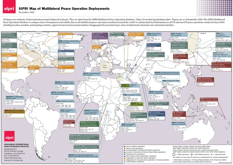 SIPRI Map of Multilateral Peace Operation Deployments | Organization ...