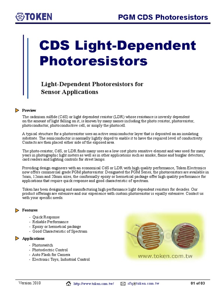 Light-Dependent Photoresistors for Sensor Applications | PDF