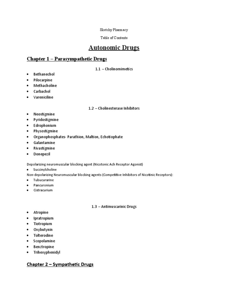 Sketchy Pharm Table of Contents | PDF | Medicinal Chemistry | Medical ...