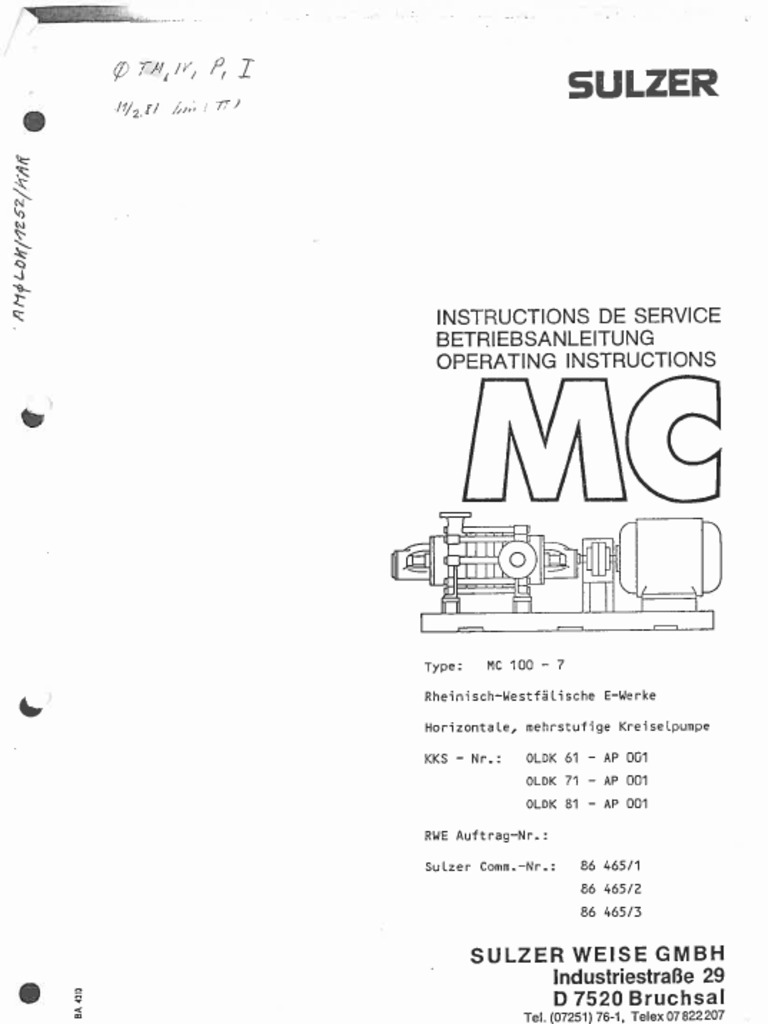 Sulzer Modelo MC | PDF
