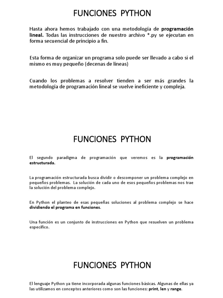 Introducción a Funciones en Python | PDF | Python (lenguaje de ...