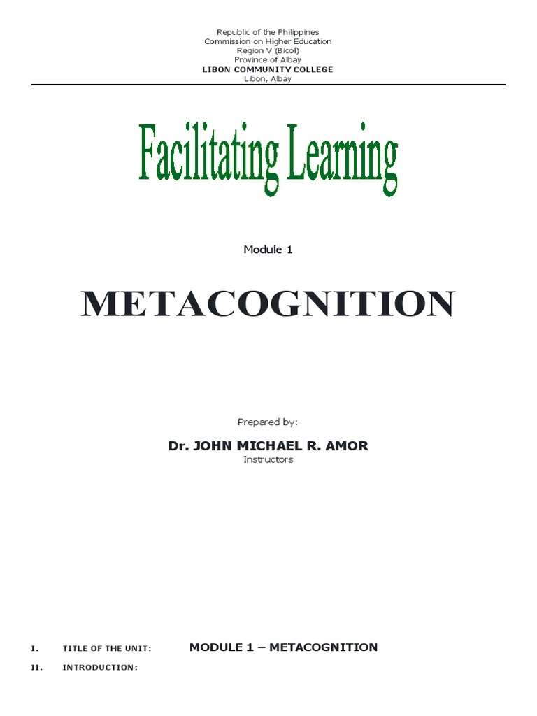Facilitating Learning Module 11 | PDF | Metacognition | Learning