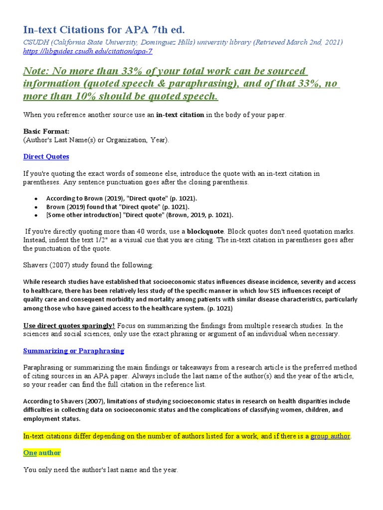 APA Version 7 Citation & Reference Formats | PDF | Digital Object ...