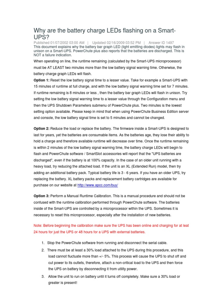 UPS Battery Charge LEDs Flashing | PDF | Battery Charger | Light ...