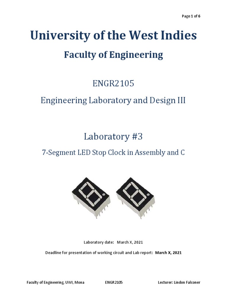 ENGR2105 - Laboratory 3 - Seven Segment LED Stop Clock in Assembly and ...