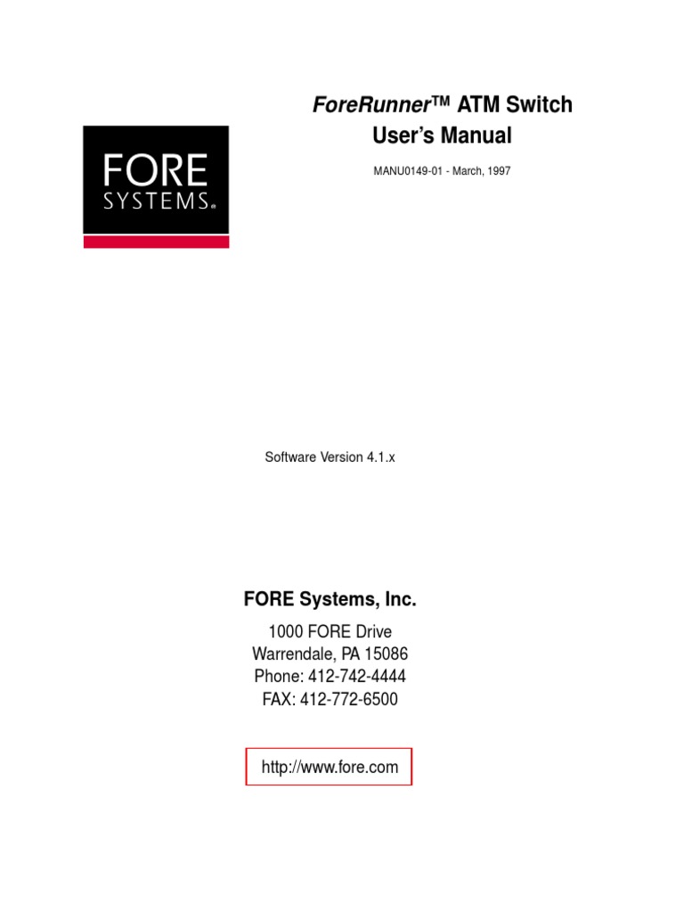 Forerunner: ™ Atm Switch User'S Manual | PDF | Electromagnetic ...