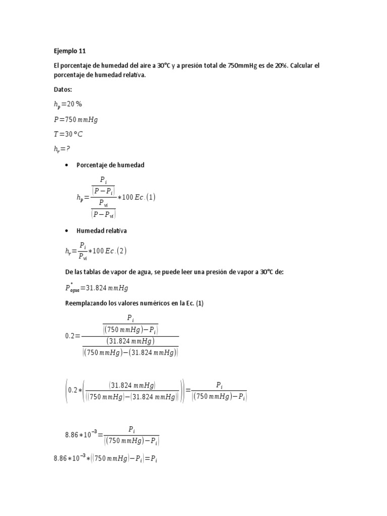 Unidad 1. Ejemplo 11 y 12 | PDF | Humedad | Agua