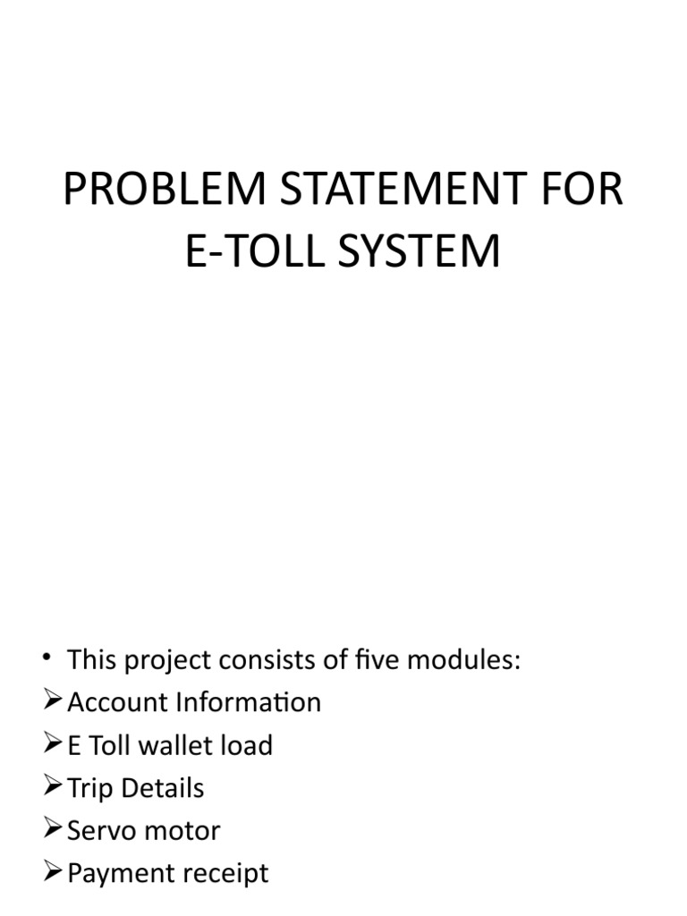 Problem Statement For E-Toll System (Complete) | PDF