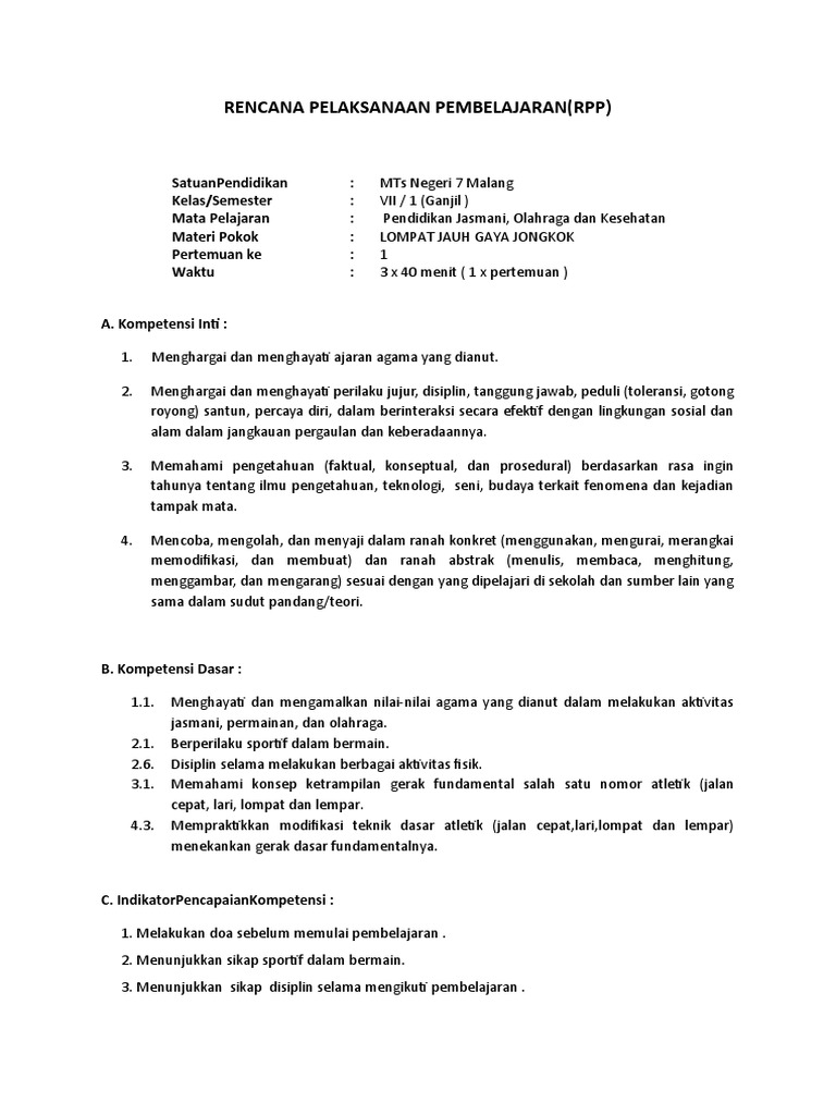 RPP 7. Lompat Jauh | PDF | Karier & Perkembangan