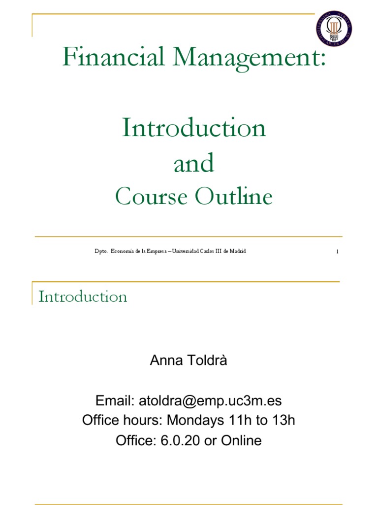 Introduction & Course Outline | PDF | Money | Financial Economics