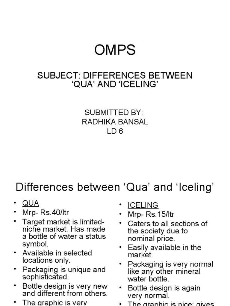 Qua vs. Iceling: Water Brand Comparison | PDF | Cooking, Food & Wine