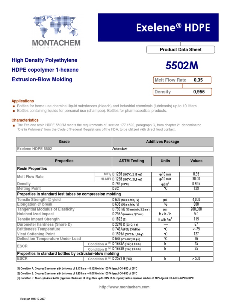 Exelene Hdpe: HDPE Copolymer 1-Hexene High Density Polyethylene | PDF ...