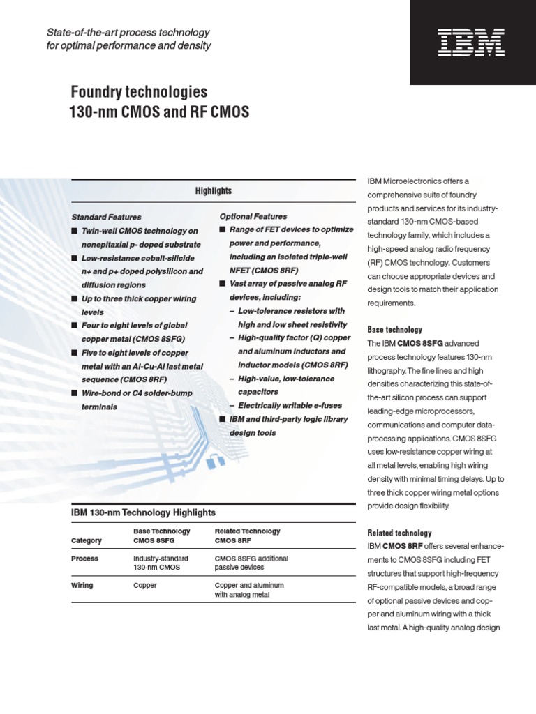 Foundry Technologies 130-nm CMOS and RF CMOS: State-Of-The-Art Process ...