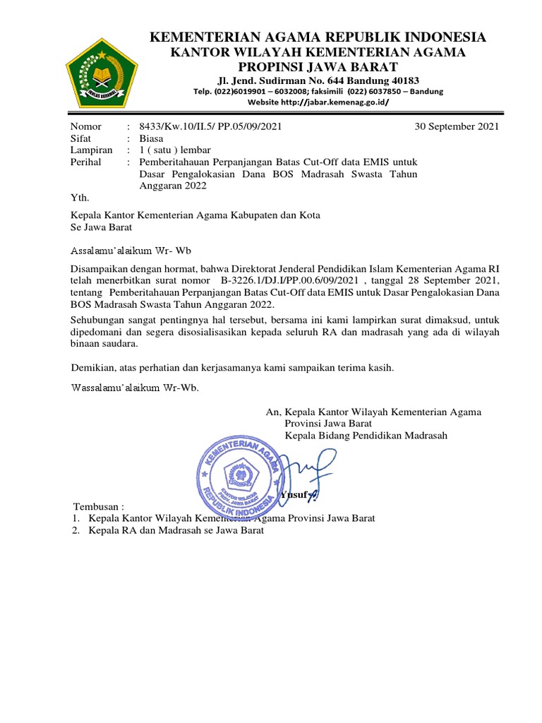 Surat Perpanjangan Cut Off-Digabungkan | PDF