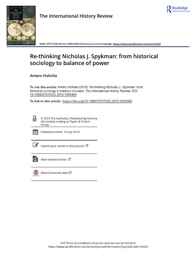 Re-Thinking Nicholas J Spykman From Historical Soc | PDF | Geopolitics ...
