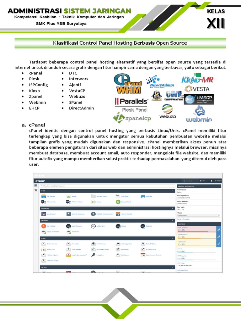 Klasifikasi Control Panel Hosting OpenSource | PDF