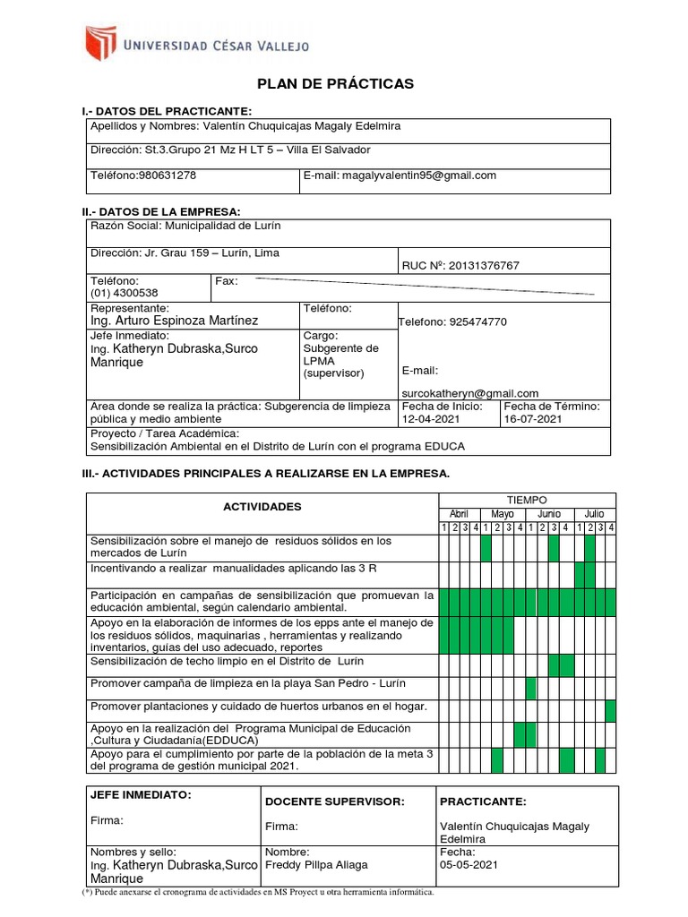 Plan de Practicas | PDF