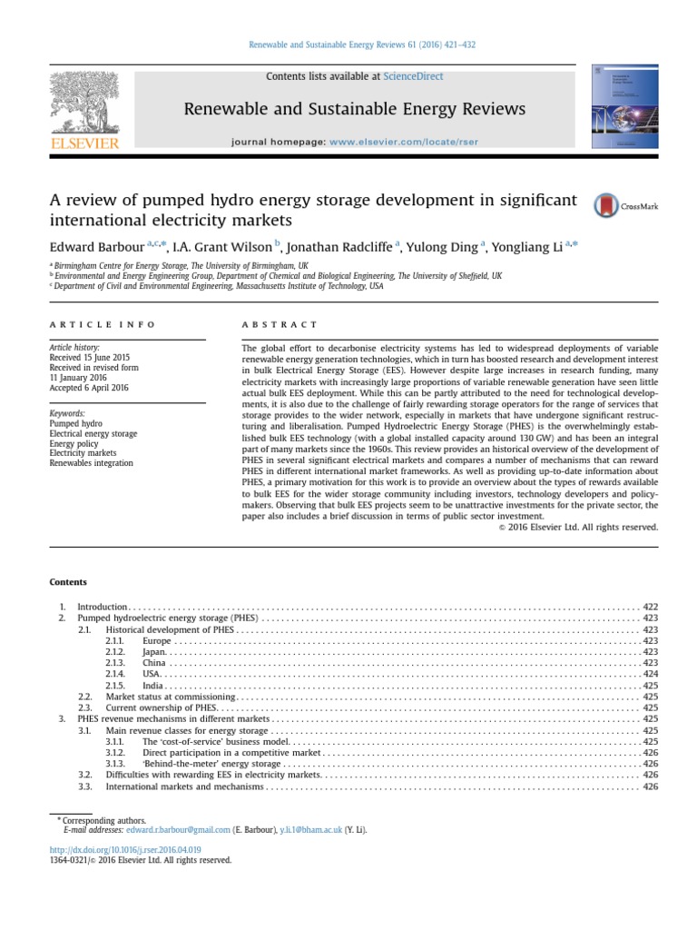 2016 A Review of Pumped Hydro Energy Storage Development in Significant ...