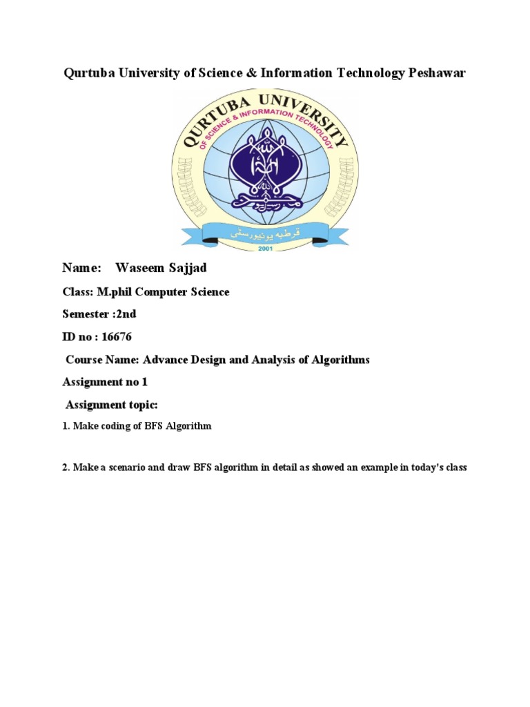 Breadth First Search Algorithm Pdf Vertex Graph Theory Computer Network