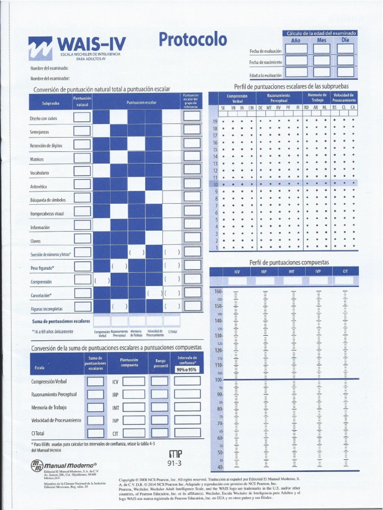 Wais IV Protocolo | PDF