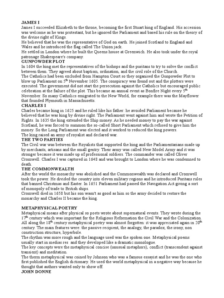 Inglese The Early Stuarts | PDF | English Civil War | Oliver Cromwell