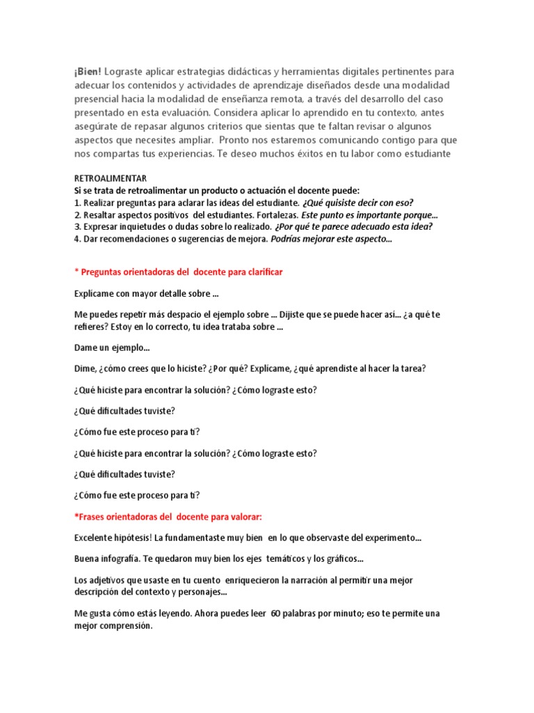 Estrategias de Retroalimentación Docente | PDF | Cognición