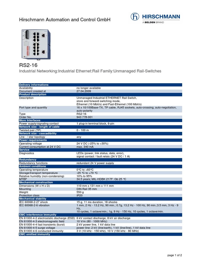 Hirschmann Automation and Control GMBH: Industrial Networking ...
