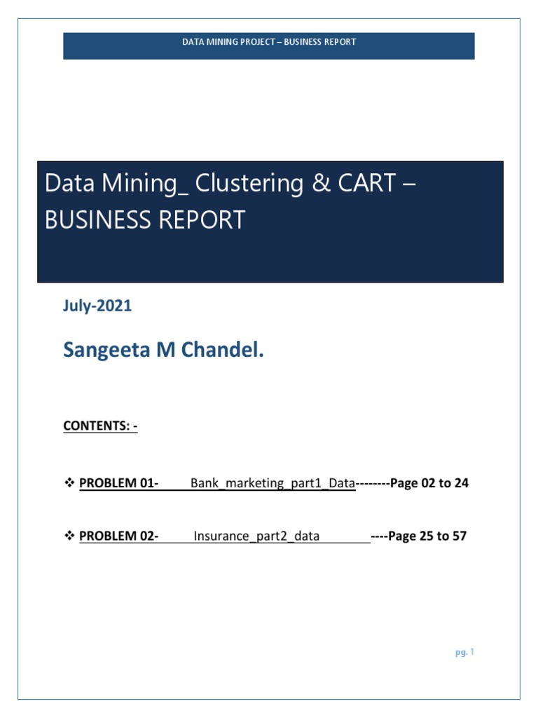 Data Mining: Clustering & CART Analysis | PDF | Receiver Operating Characteristic | Quartile