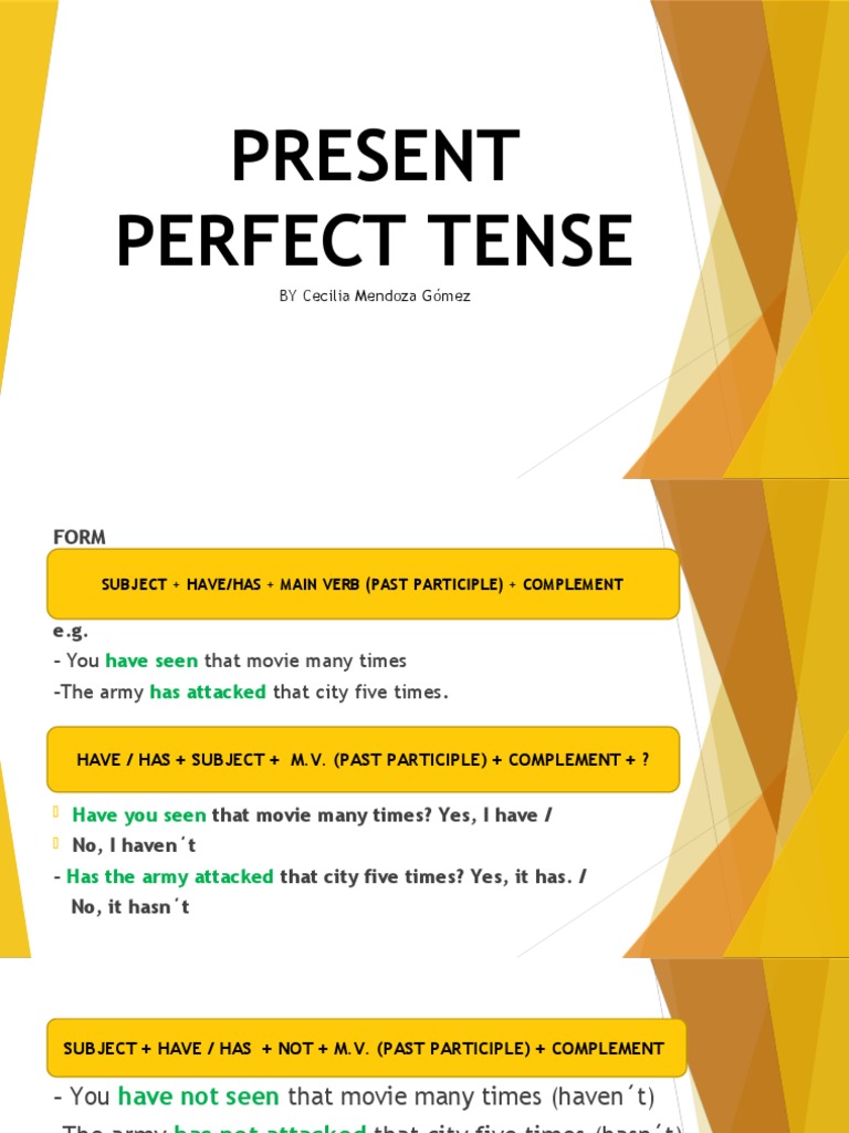 Present Perfect Tense | PDF | Perfect (Grammar) | Grammatical Tense