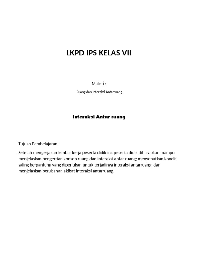 LKPD Ips Kelas Vii Daring Pertemuan 1-Dikonversi | PDF